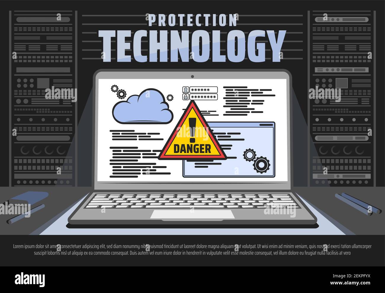 Computer protection technology, cyber security and data protection ...