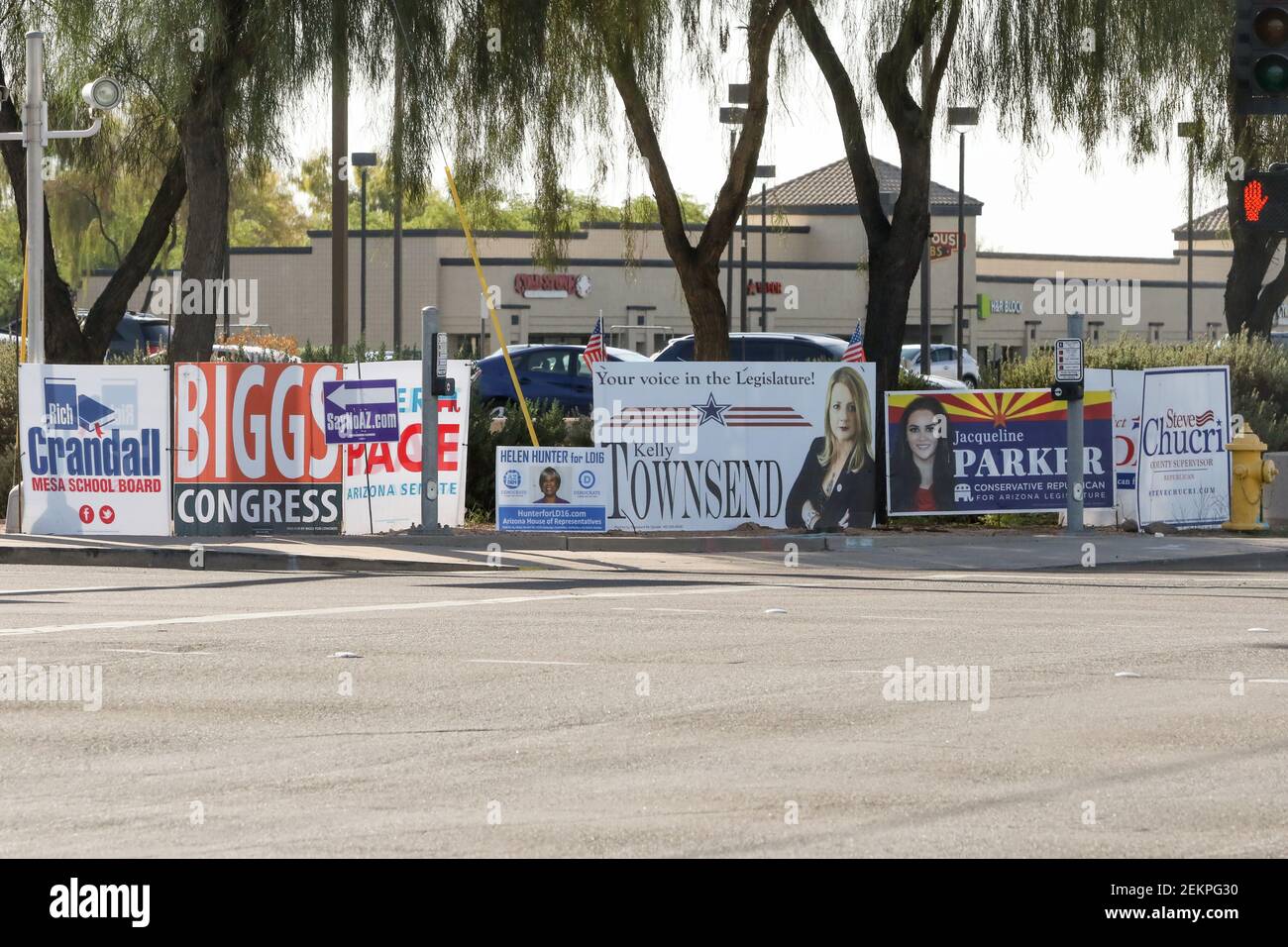 Political campaign signs for up-coming Arizona races are strategically ...