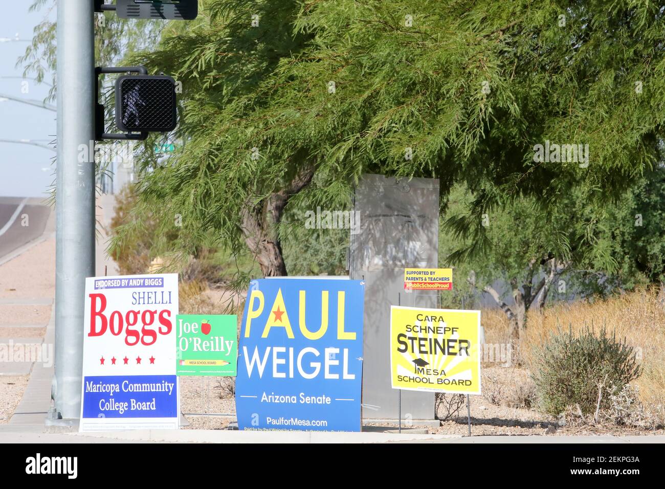 Political campaign signs for up-coming Arizona races are strategically ...