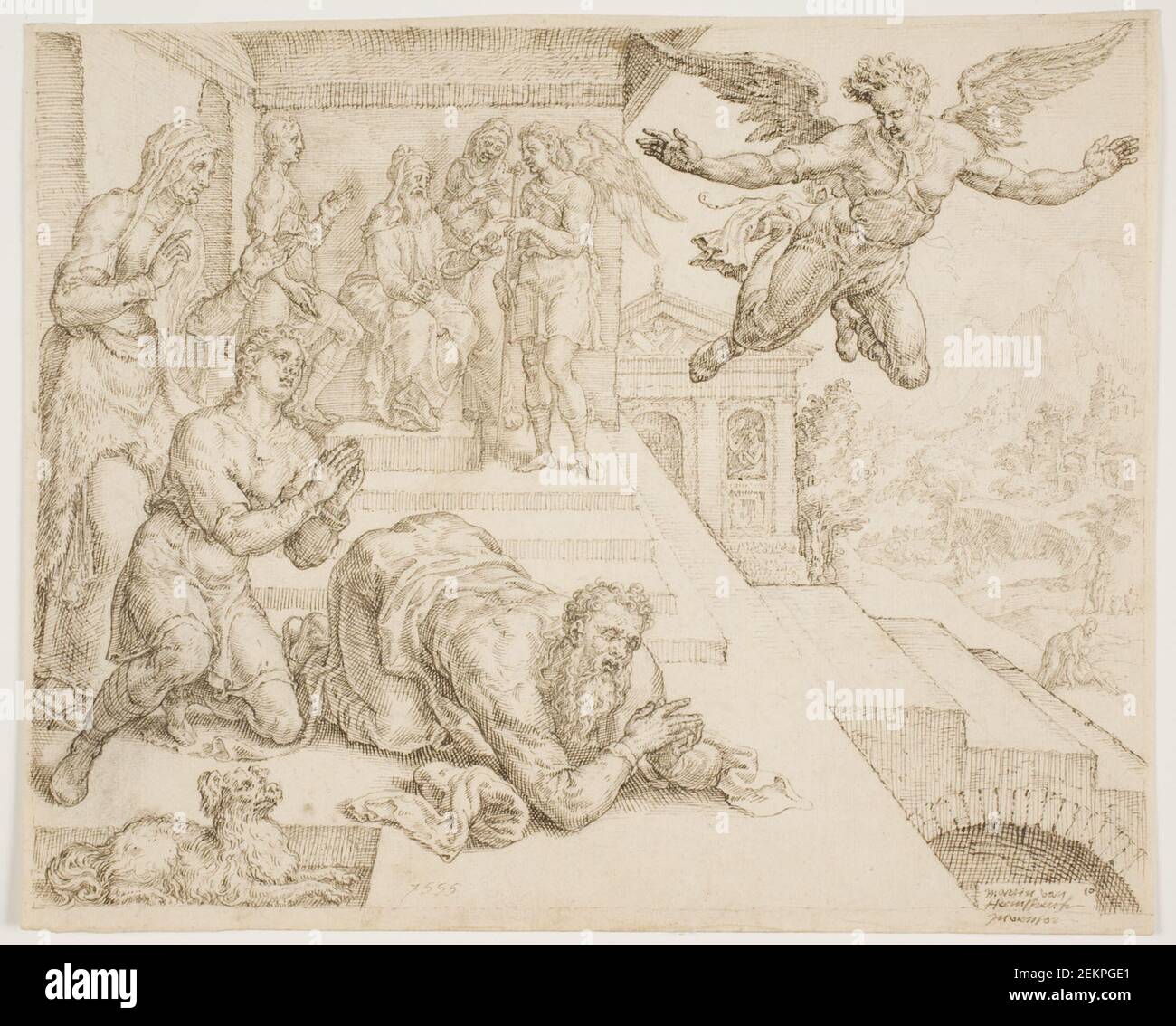 Maarten van Heemskkk (1498-1574), The angel leaves Tobias, 1555 Stock ...