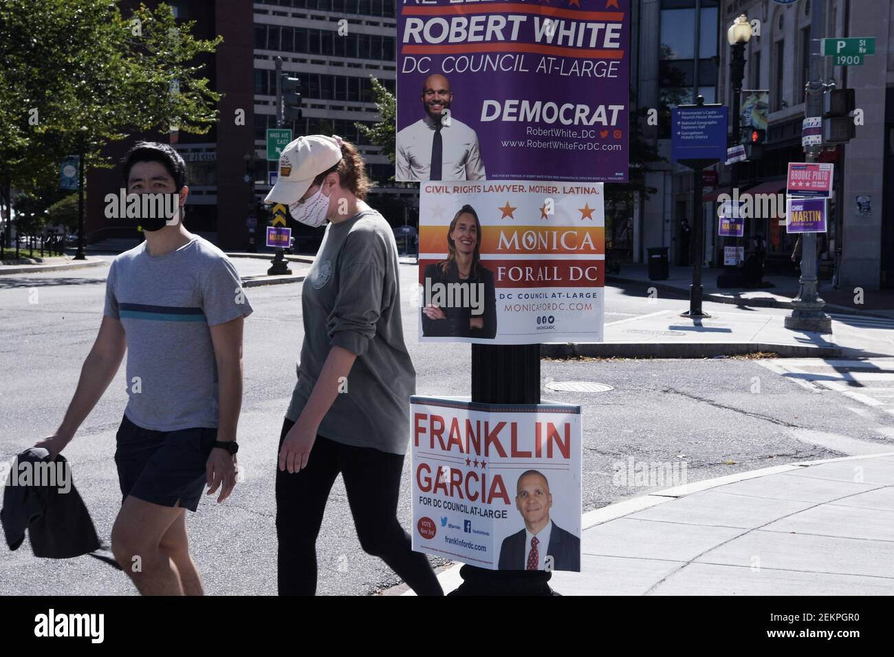 Political signs are seen around the street as a part of Presidential ...