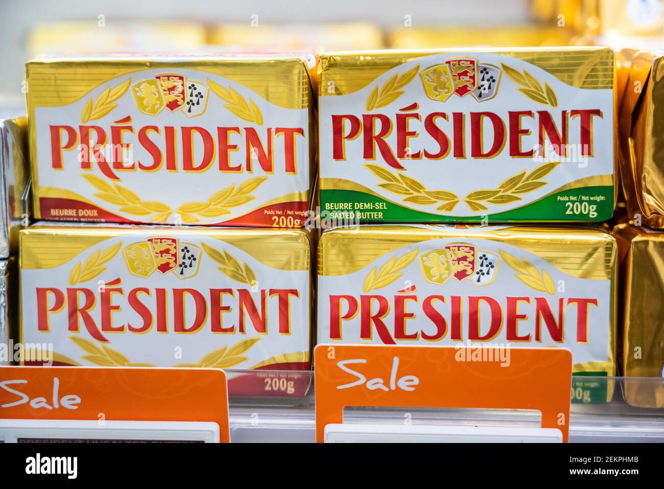 President butter bars seen in a supermarket. (Photo by Alex Tai / SOPA ...