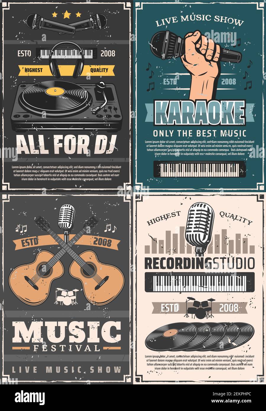 Musical instruments, microphone and sound equipment vector design of ...