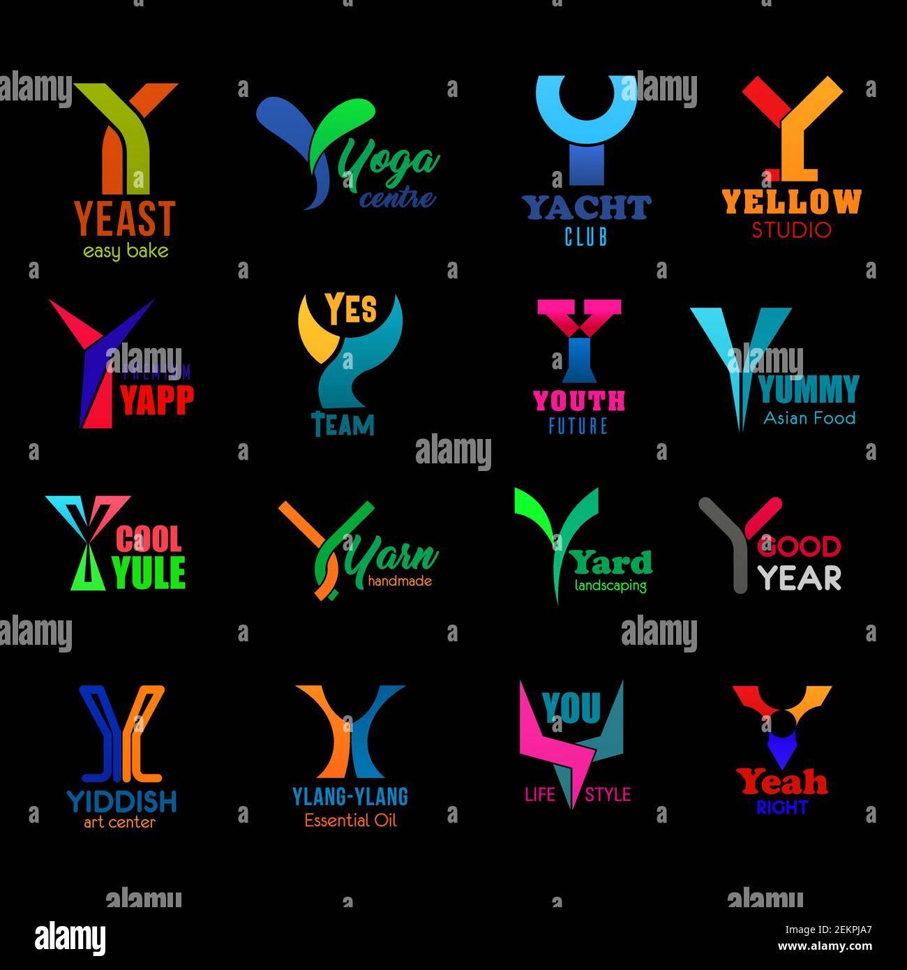 Letter Y icons and symbols corporate identity. Vector B signs of bakery ...