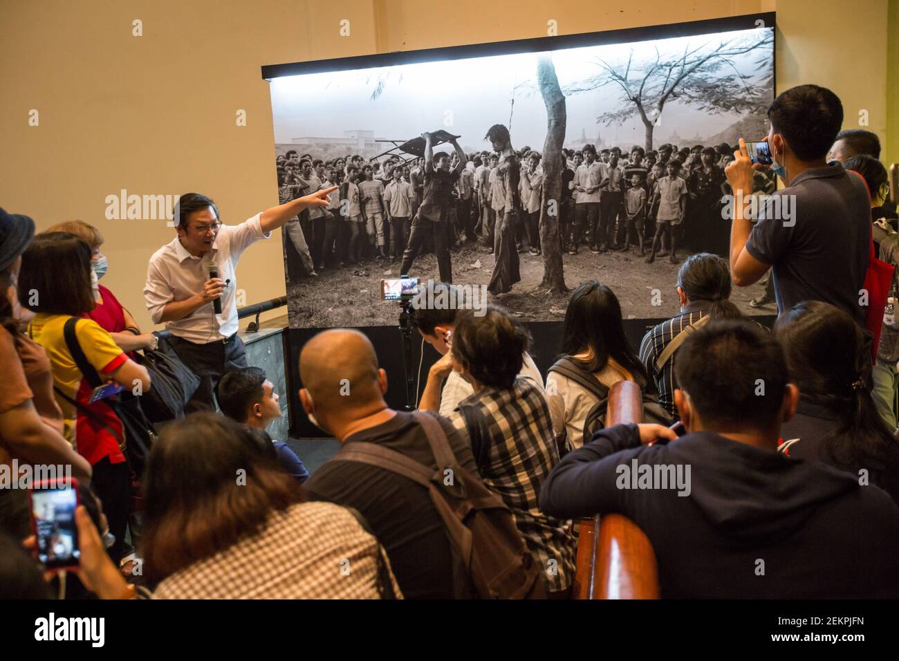 An exhibition guide show a photograph from US photojournalist Neal ...