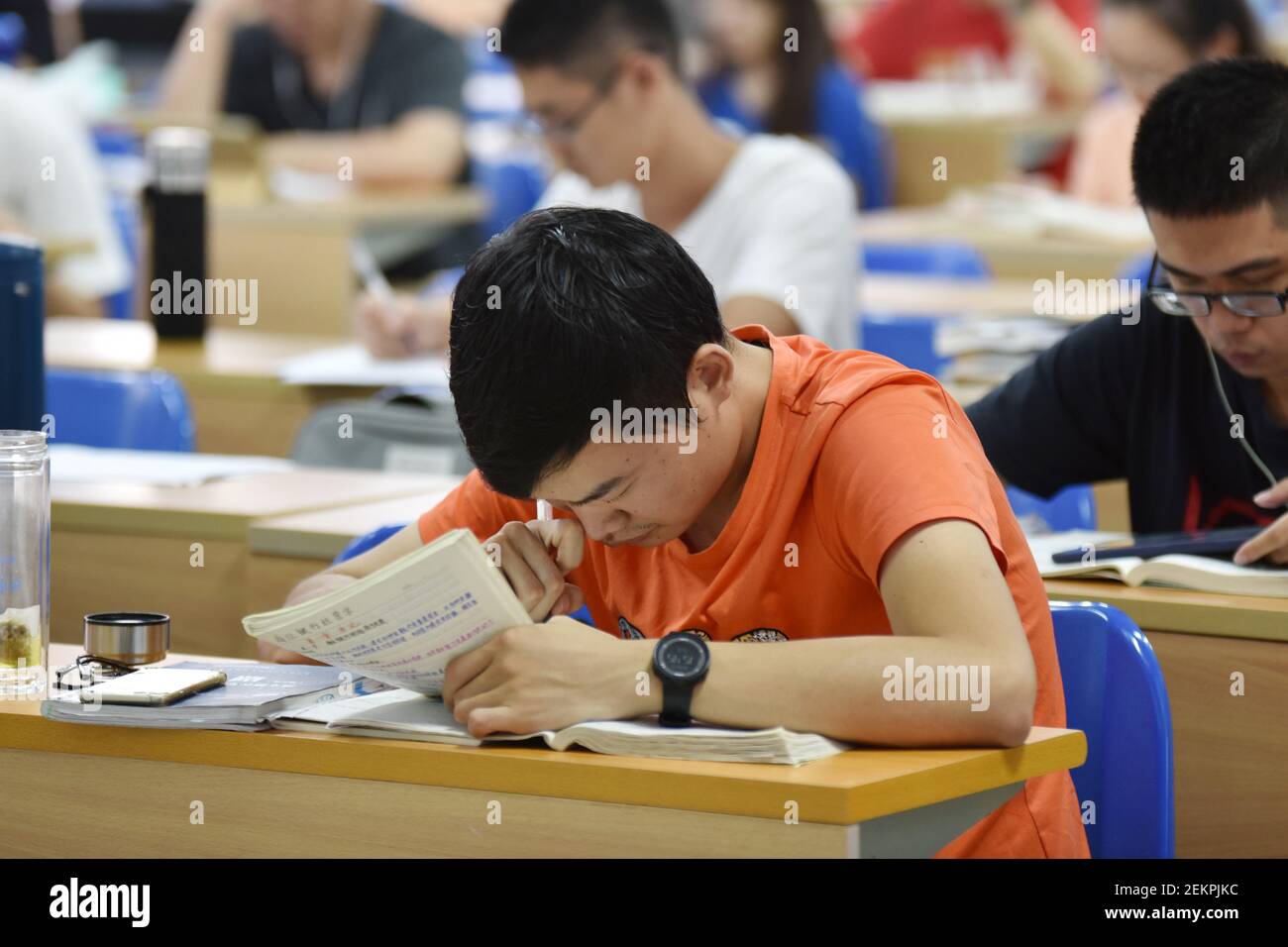 High School Student Studying Hard