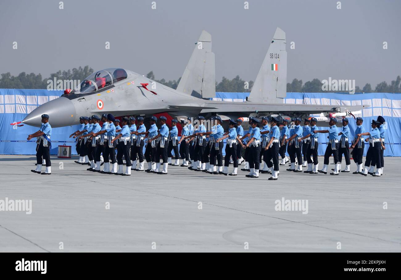 GHAZIABAD, INDIA – OCTOBER 6: Indian Air Force contingents marching ...