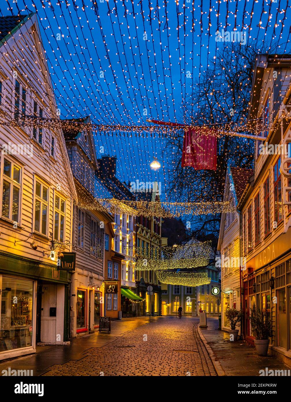 Christmas night in Bergen, Norway Stock Photo - Alamy