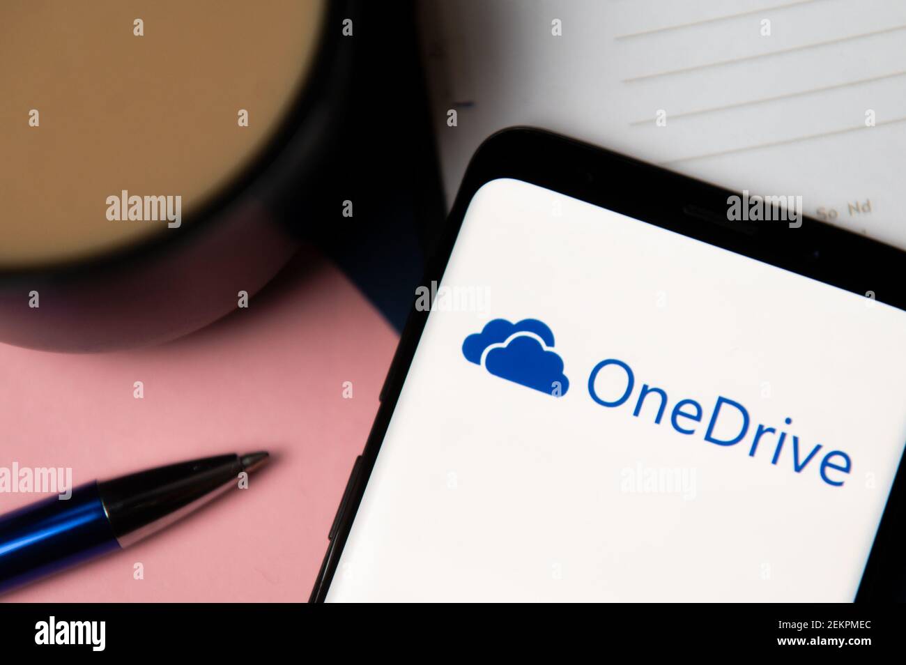 In this photo illustration a Microsoft One Drive logo displayed on a ...