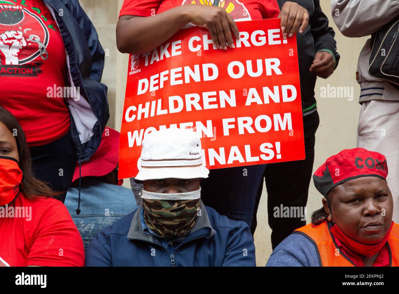 Members of the Congress of South African Trade Unions are seen ...