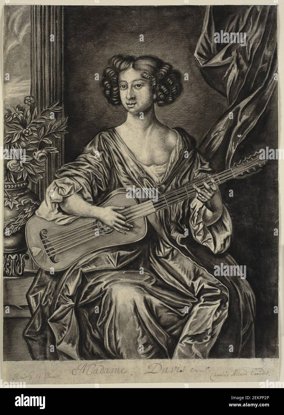 Thomas Watson (1748-1781), woman with guitar. "Madame Davis" after Sir Peter Lely's Portraet by ...