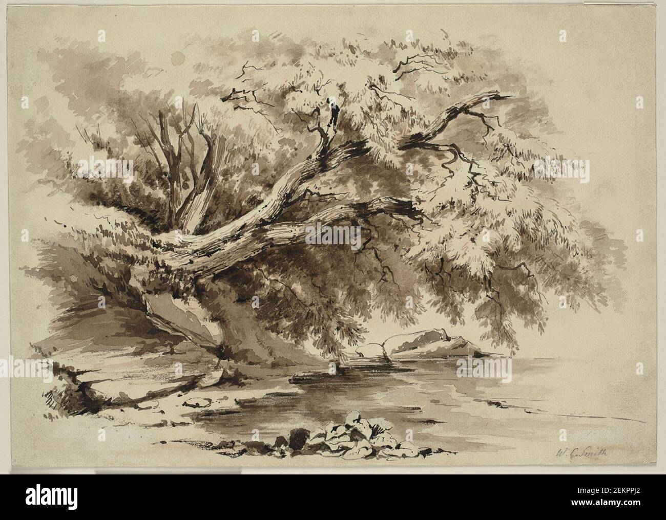 William Collingwood Smith (1815-1887), landscape with traea at a SOE ...