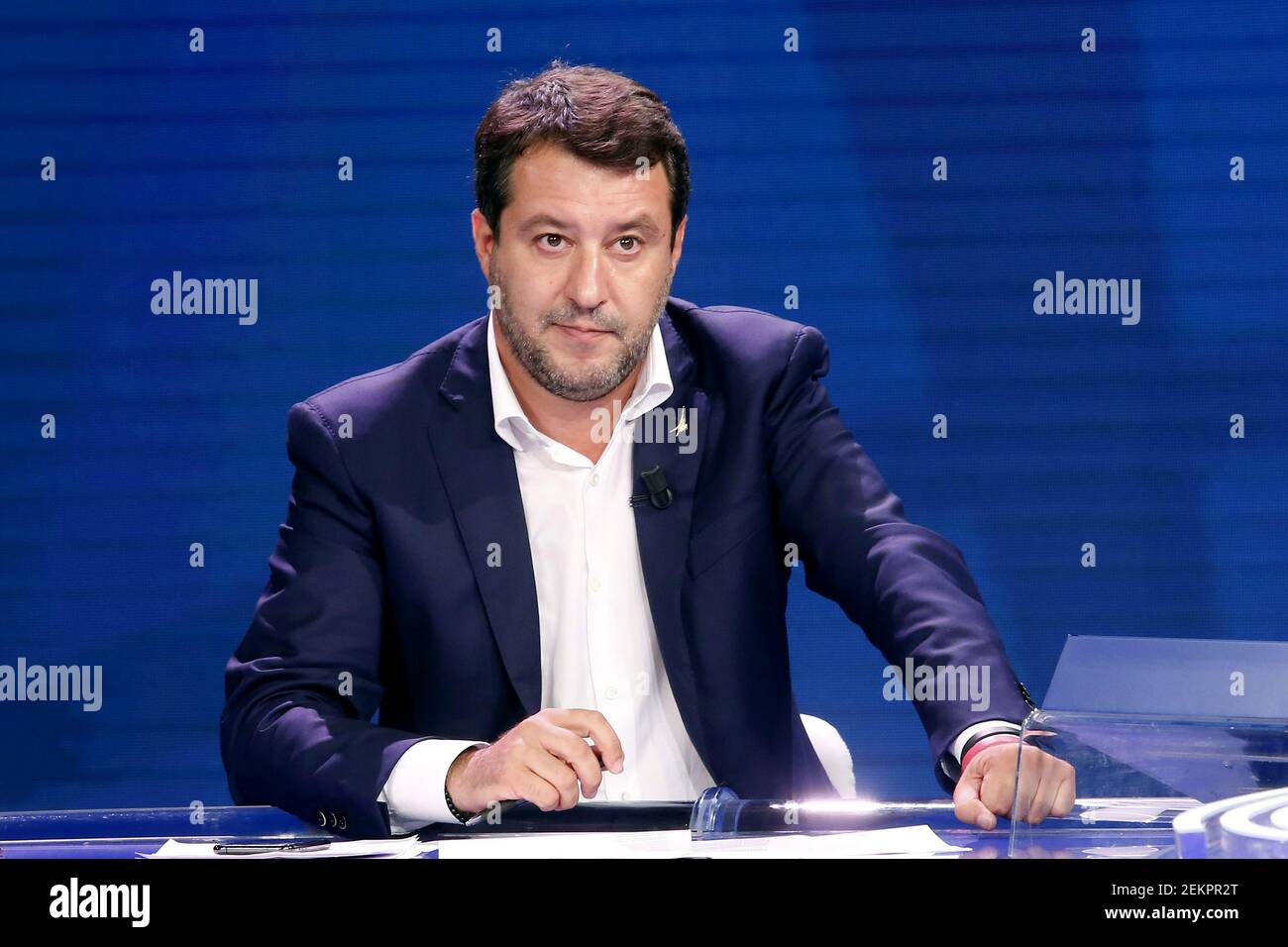 The secretary of Lega right party Matteo Salvini appears as a guest on ...