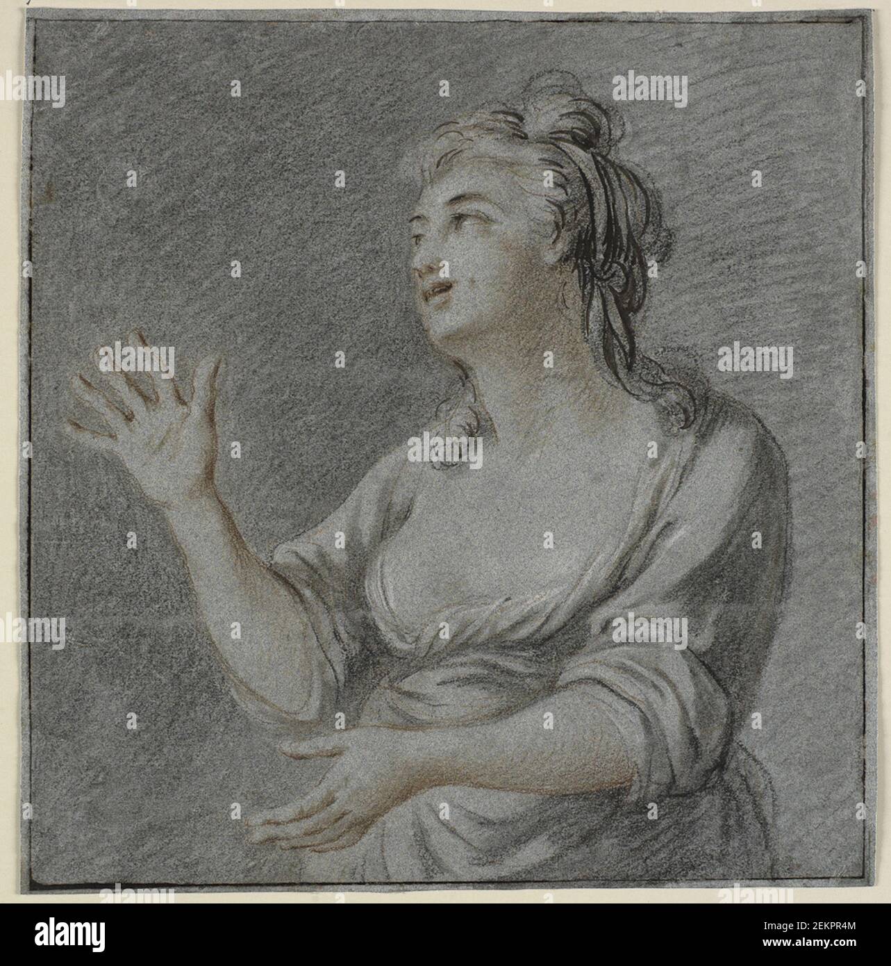 Unknown (-), model study. Lady with loose arms. Half figure, Second ...