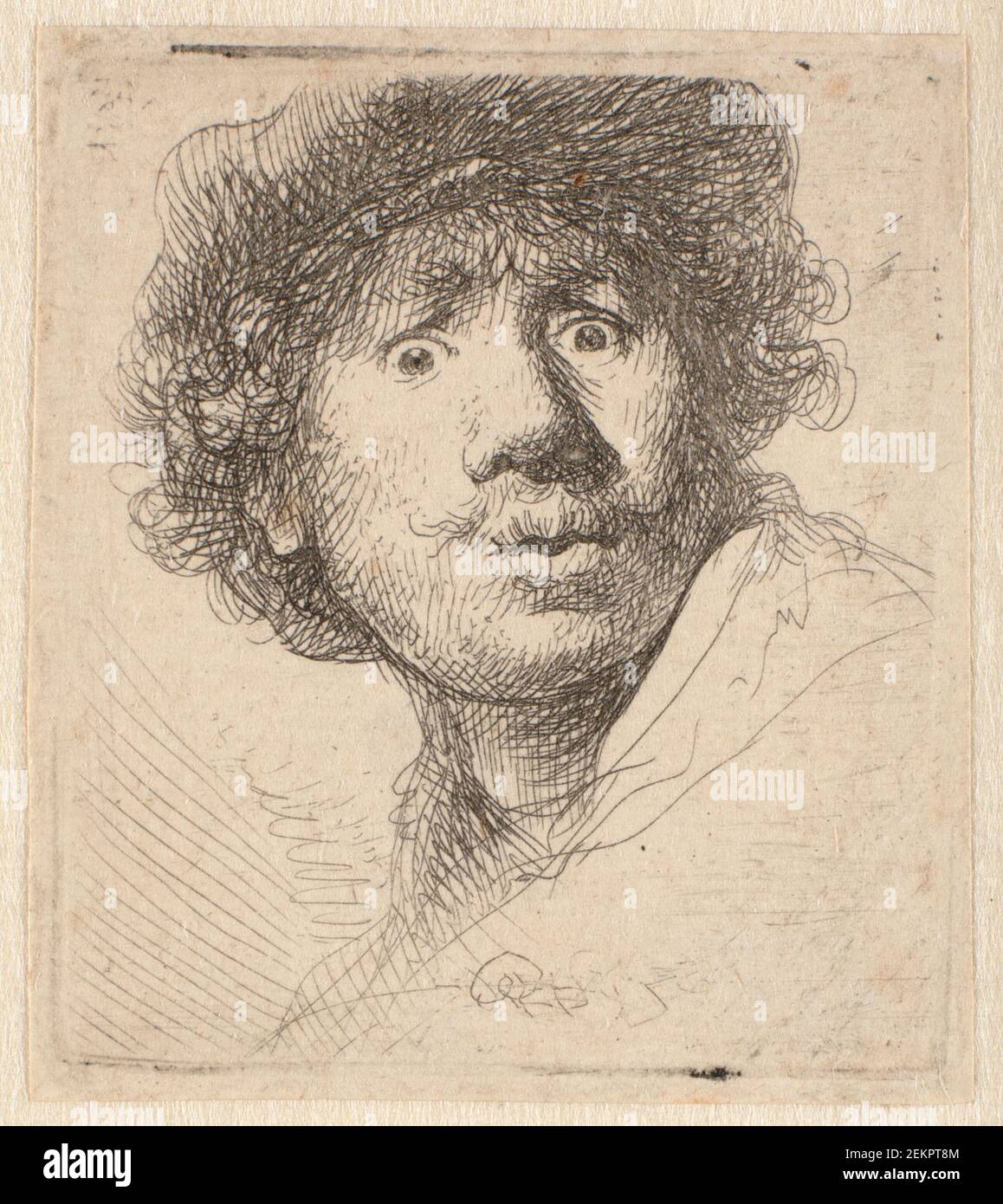 Rembrandt van Rijn (1606-1669), self-portraet with staring eye, 1630 ...