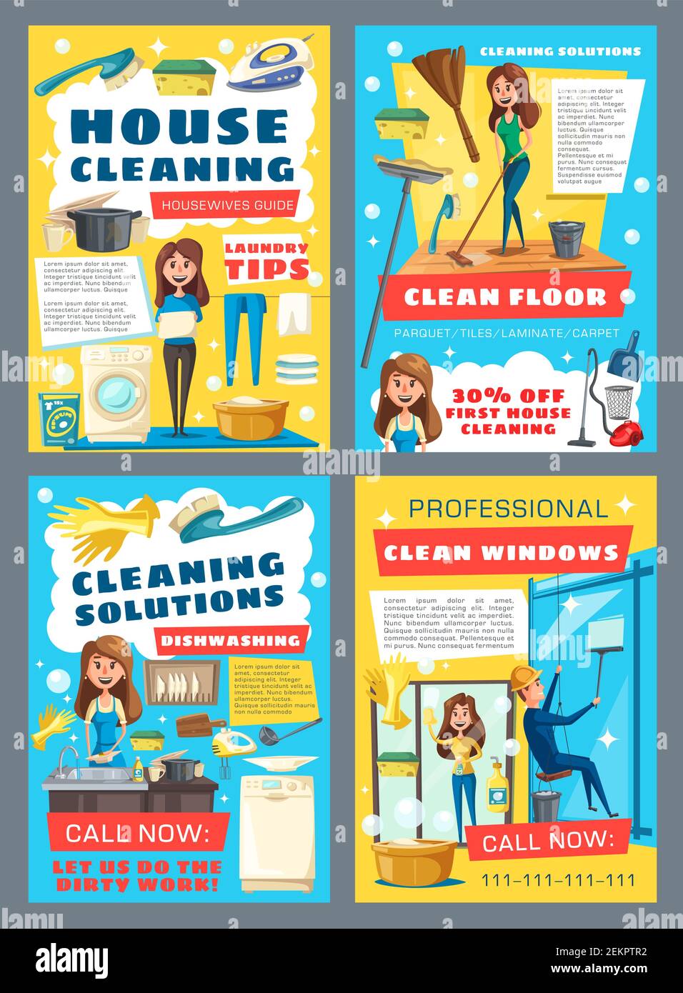 Mopping kitchen floor Stock Vector Images - Alamy