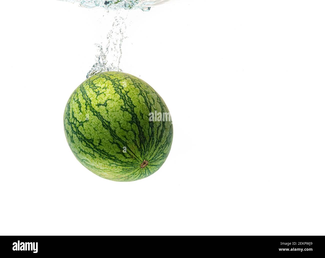 Watermelon splash and sinking isolated against white background Stock ...