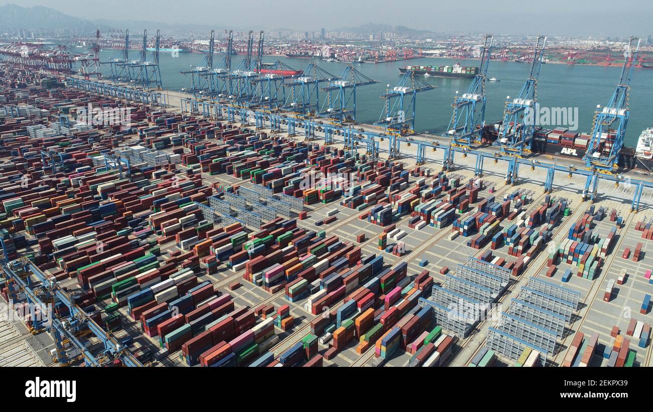 QINGDAO, CHINA - OCTOBER 8, 2020 - Aerial photo of fully automated ...