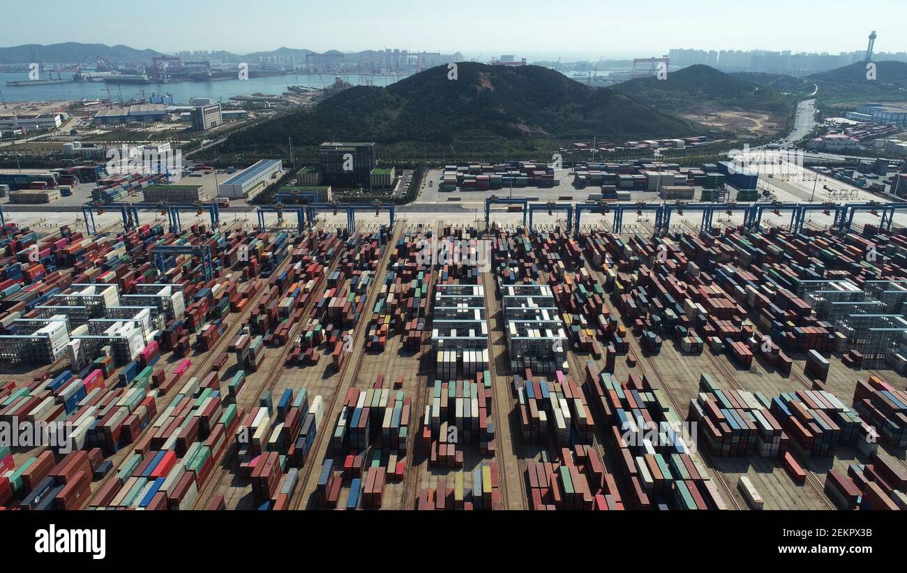 QINGDAO, CHINA - OCTOBER 8, 2020 - Aerial photo of fully automated ...