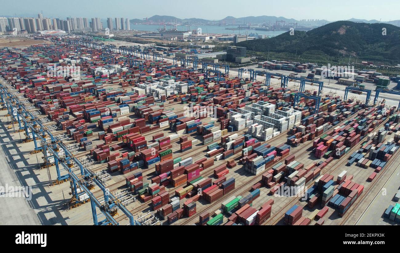 QINGDAO, CHINA - OCTOBER 8, 2020 - Aerial photo of fully automated ...