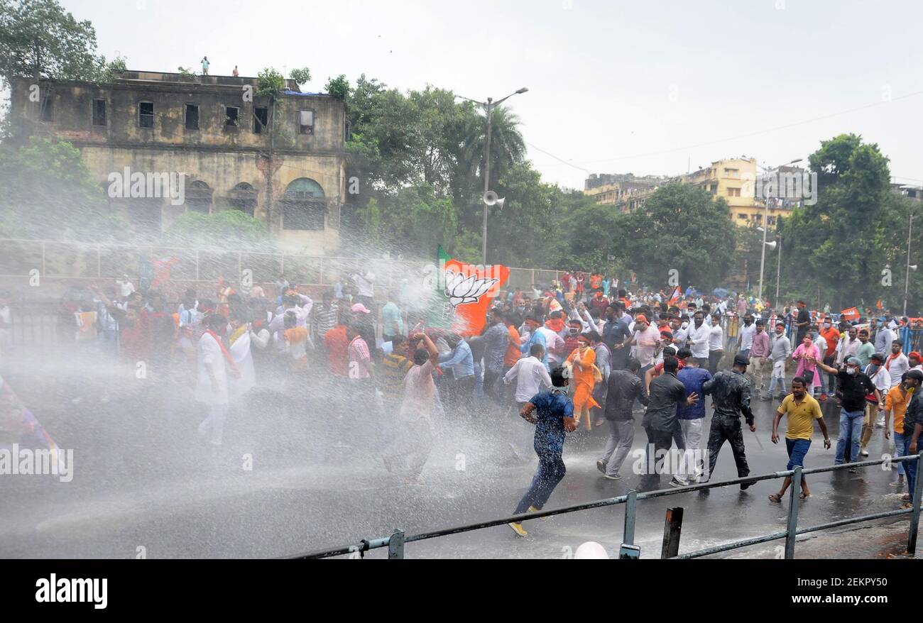 Police use water cannon to disperse Bharatiya Janta Party or BJP ...