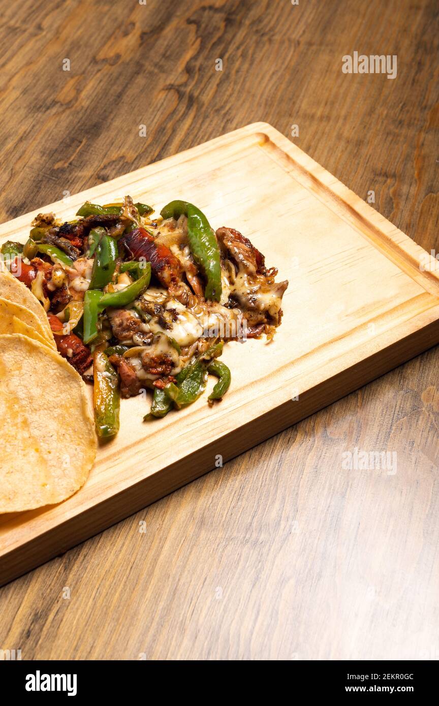 Chistorra tacos with cheese. Traditional mexican food concept Stock ...
