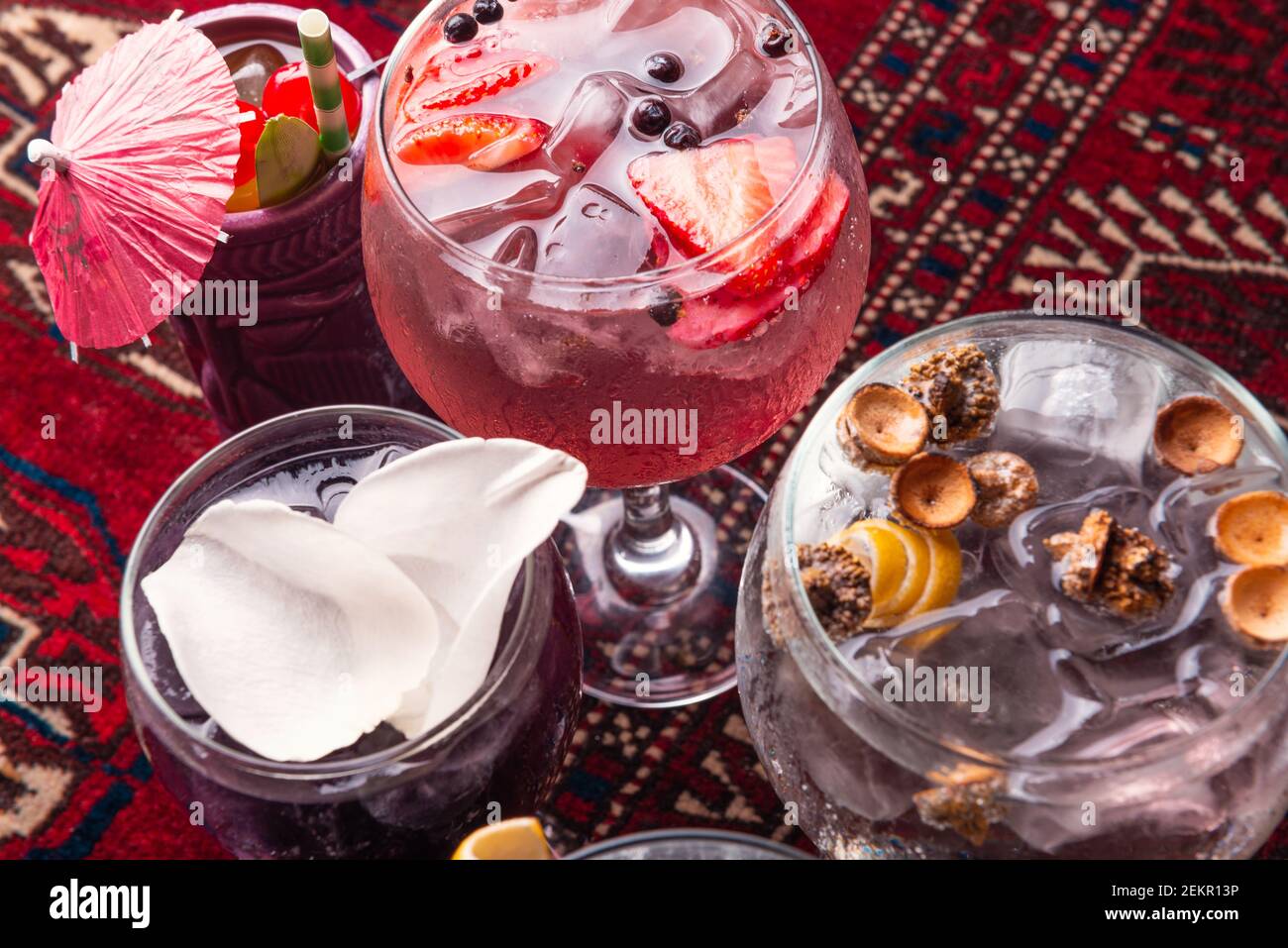 Various colorful alcoholic cocktails. Various fresh alcoholic cocktail ...