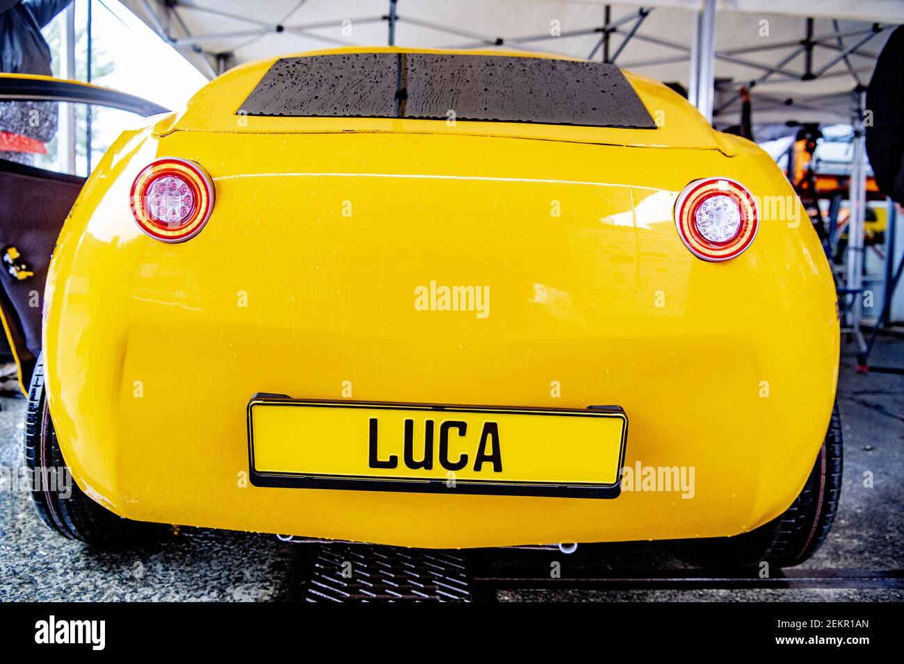 A view of the exterior of the Luca car. Astronaut Andre Kuipers unveils ...