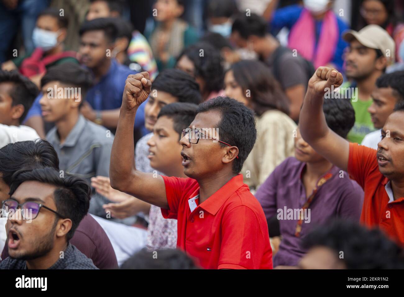 A Protester Shouting Slogans While Making Gestures During The