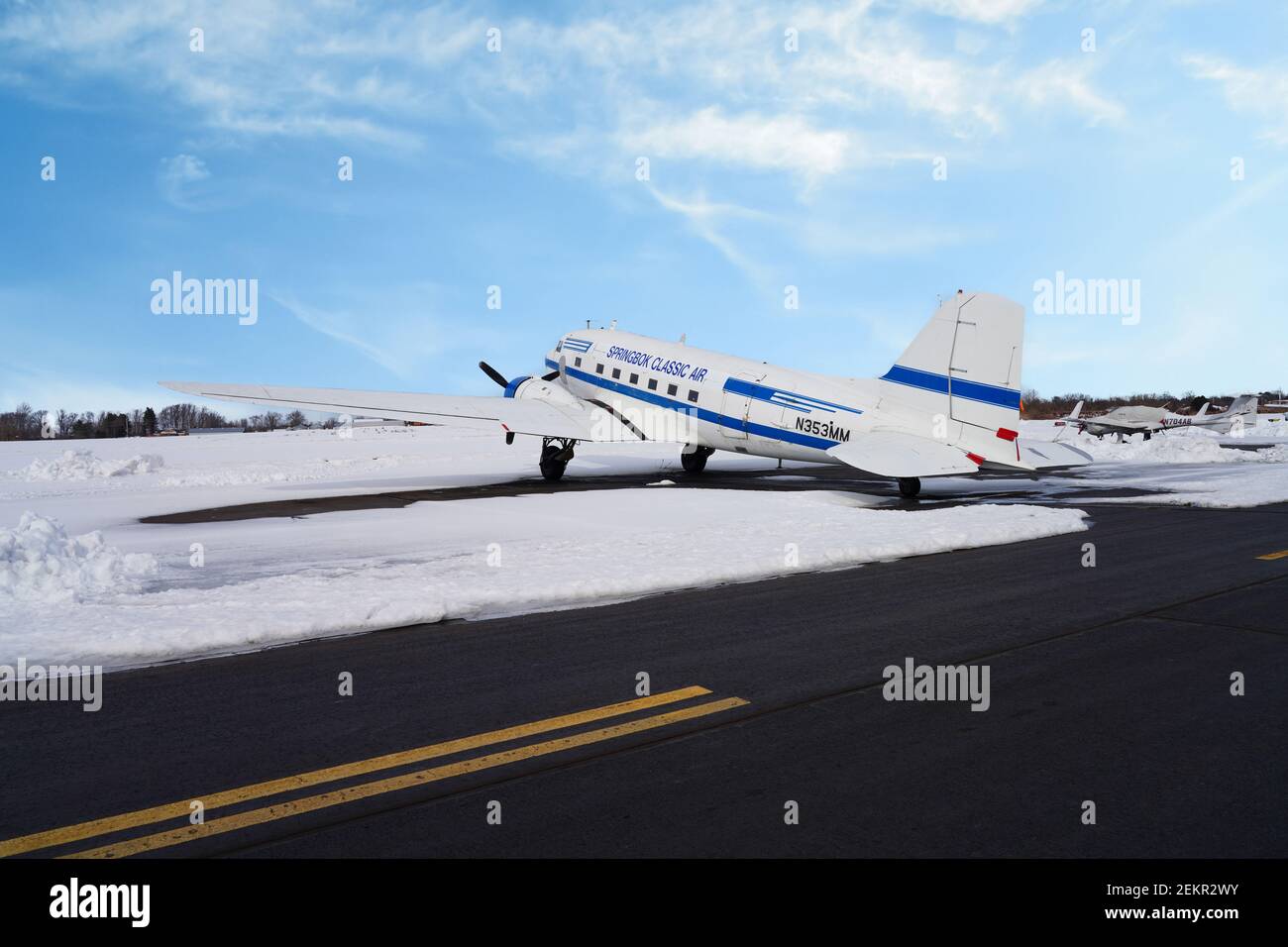 MONTGOMERY, NJ -17 FEB 2021- Winter view of a Springbok Classic Air DC3 ...