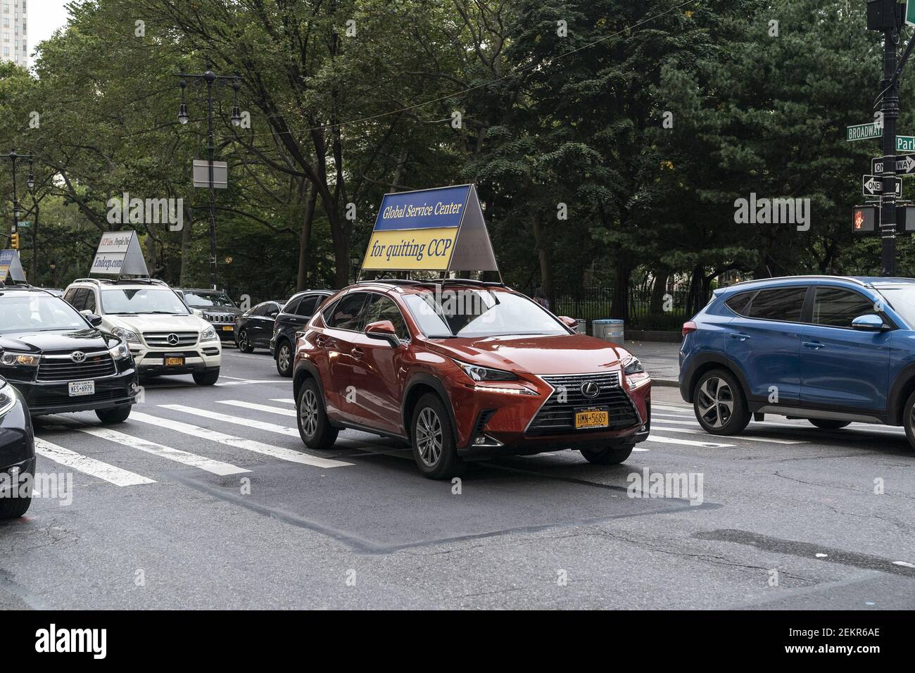 Parade of cars promoting quitting the Chinese Communist Party seen on ...