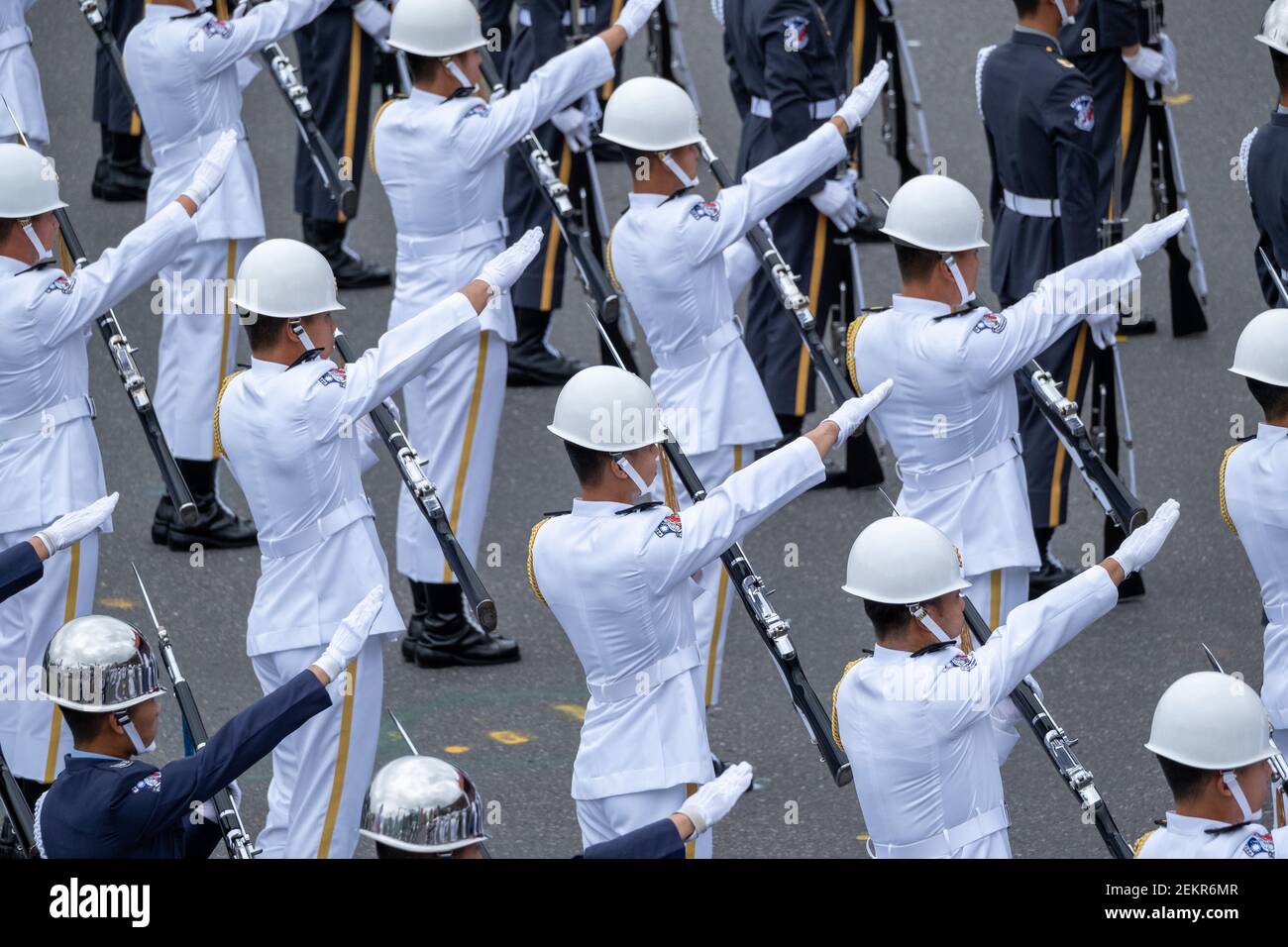 Taiwan’s Military police take part during the ceremony of Taiwan ...