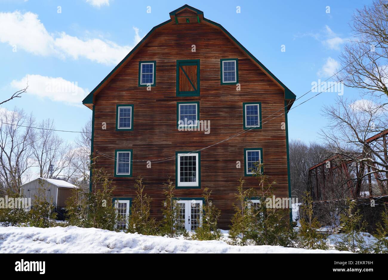 HILLSBOROUGH, NJ --20 FEB 2021- Winter view of the landmark Neshanic ...