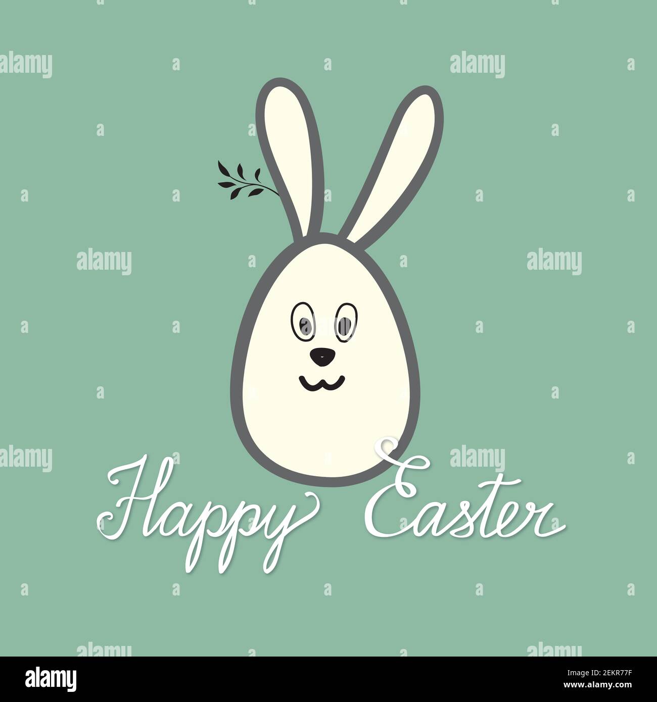 Happy Easter greeting card with egg and funny rabbit bunny ears. Spring ...