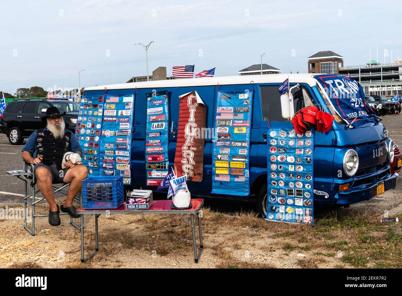 Trump supporters assemble for the Trump Train convoy in Ronkonkoma, New ...