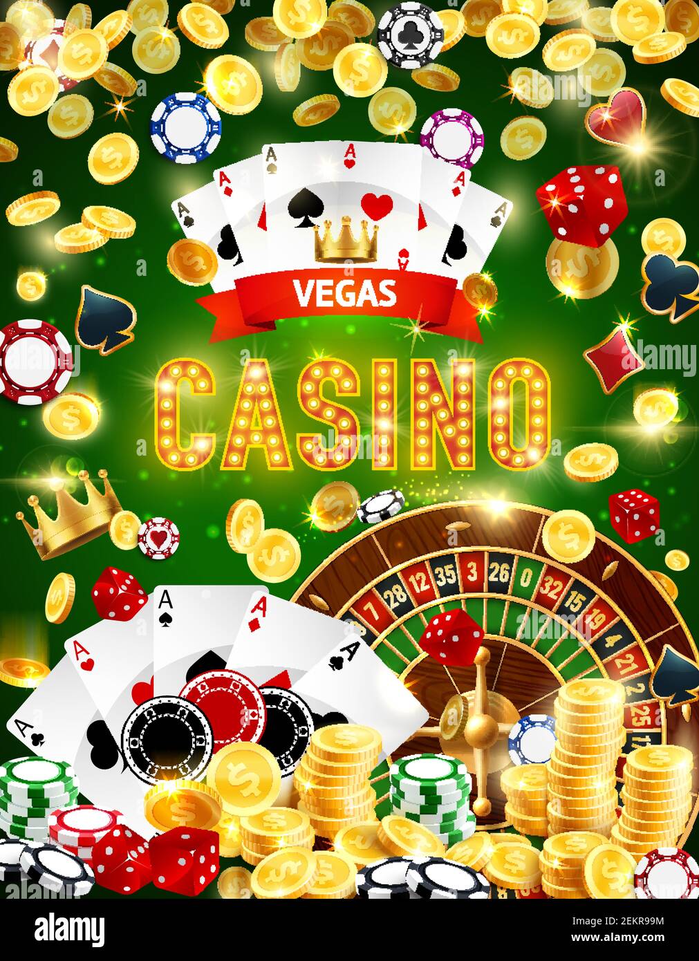 Poker chips dice coins Stock Vector Images - Alamy