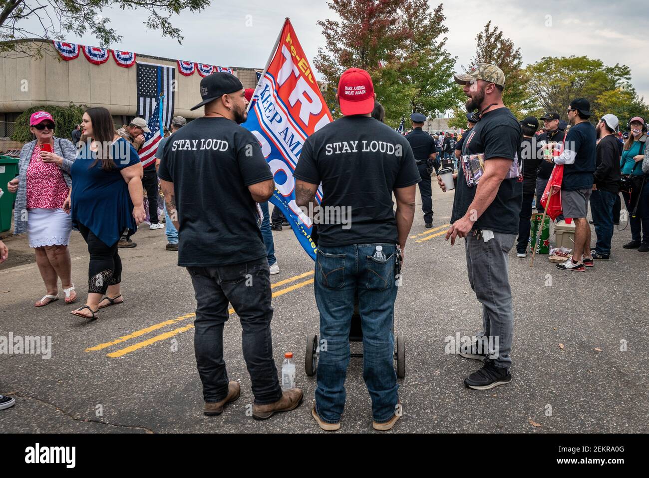 Trump supporters attend an America First rally in Ronkonkoma, New York ...