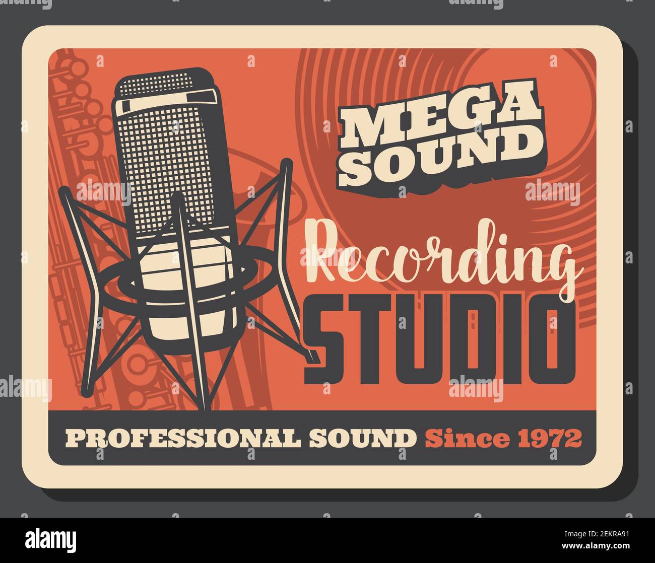 Music recording studio musical instrument and sound equipment retro ...