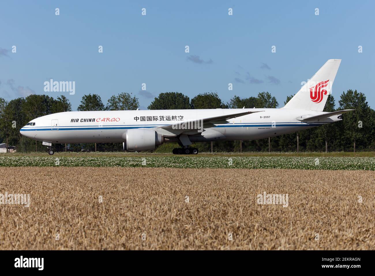 An Air China Cargo Boeing 777F just landed at Amsterdam Schiphol ...