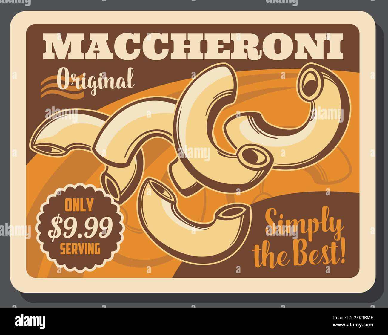 Maccheroni Italian food dish. Vector traditional cuisine pasta shaped ...