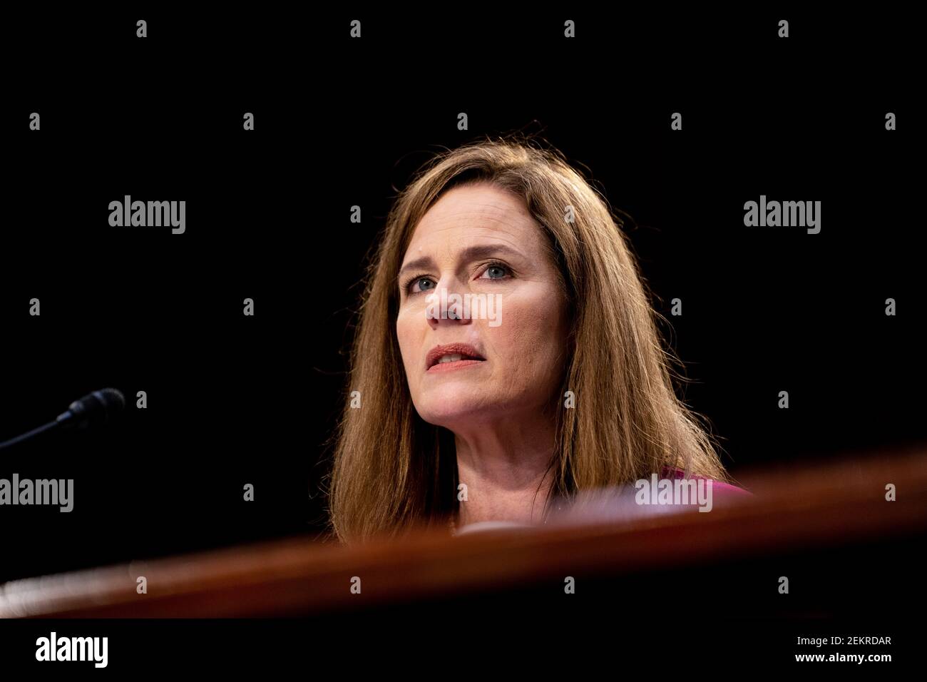 Judge Amy Coney Barrett, gives her opening statement during the first ...