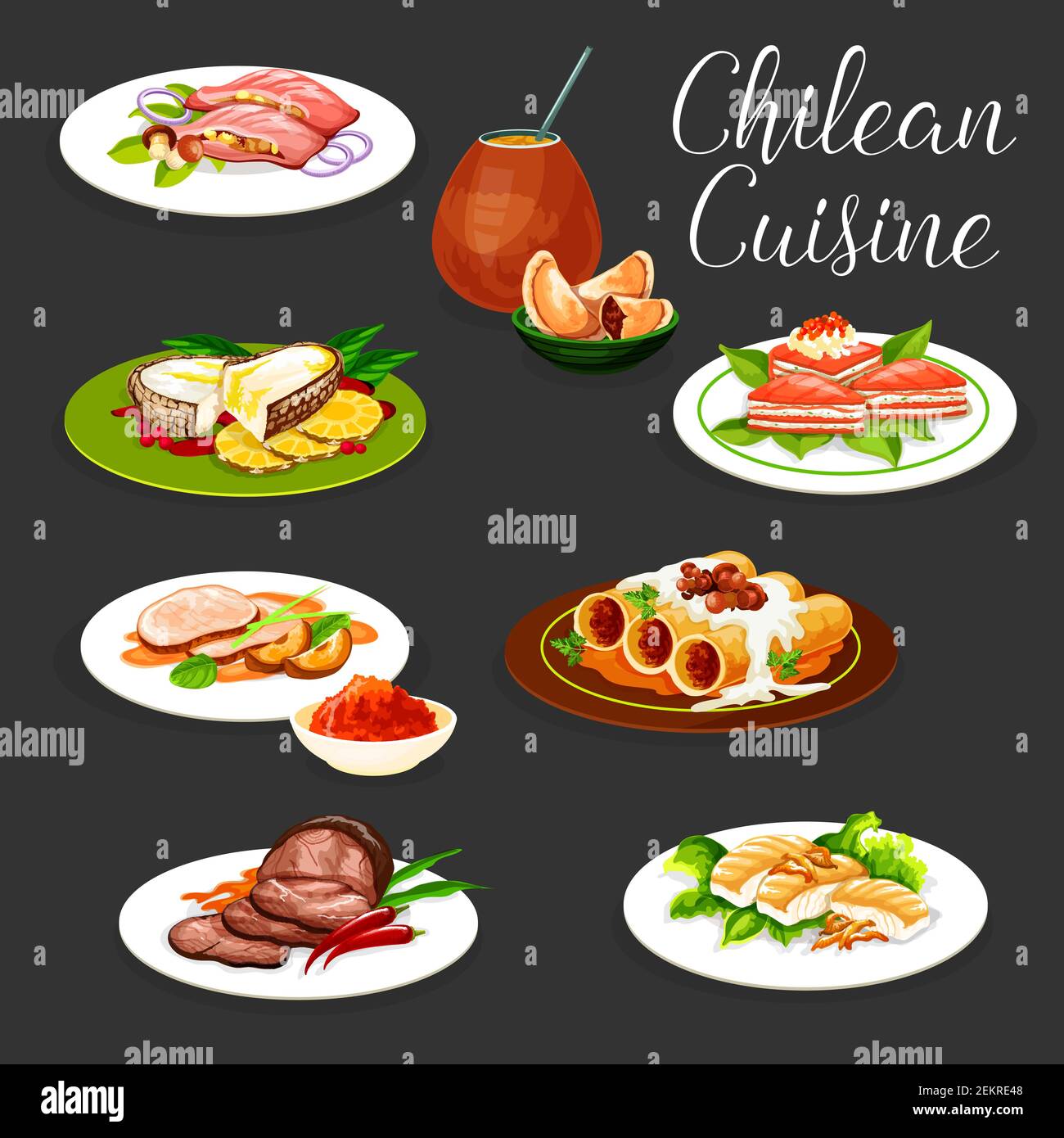 Salmon vegetable pie Stock Vector Images - Alamy