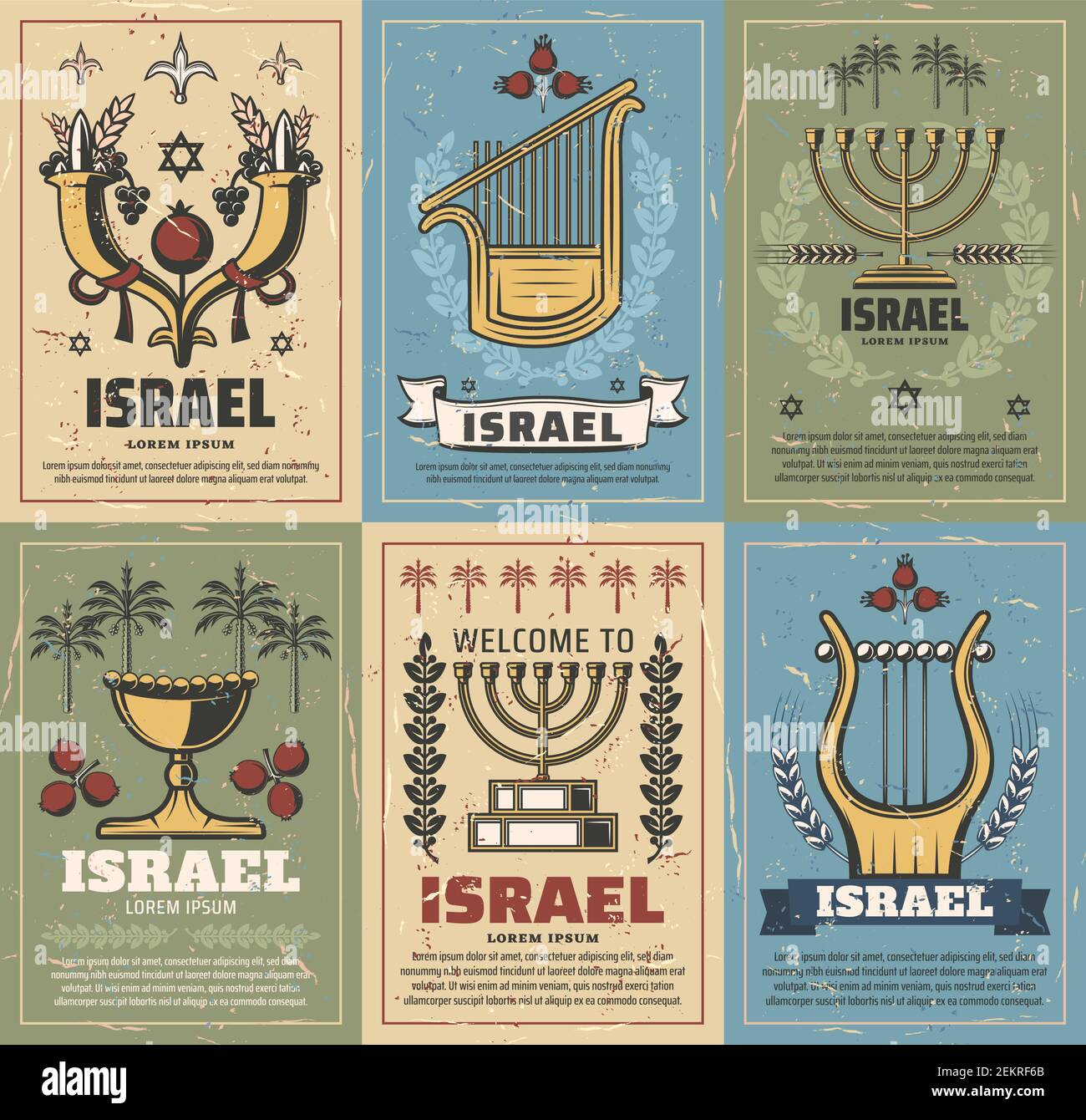 Israel vector design of Judaism religion and jewish culture symbols ...