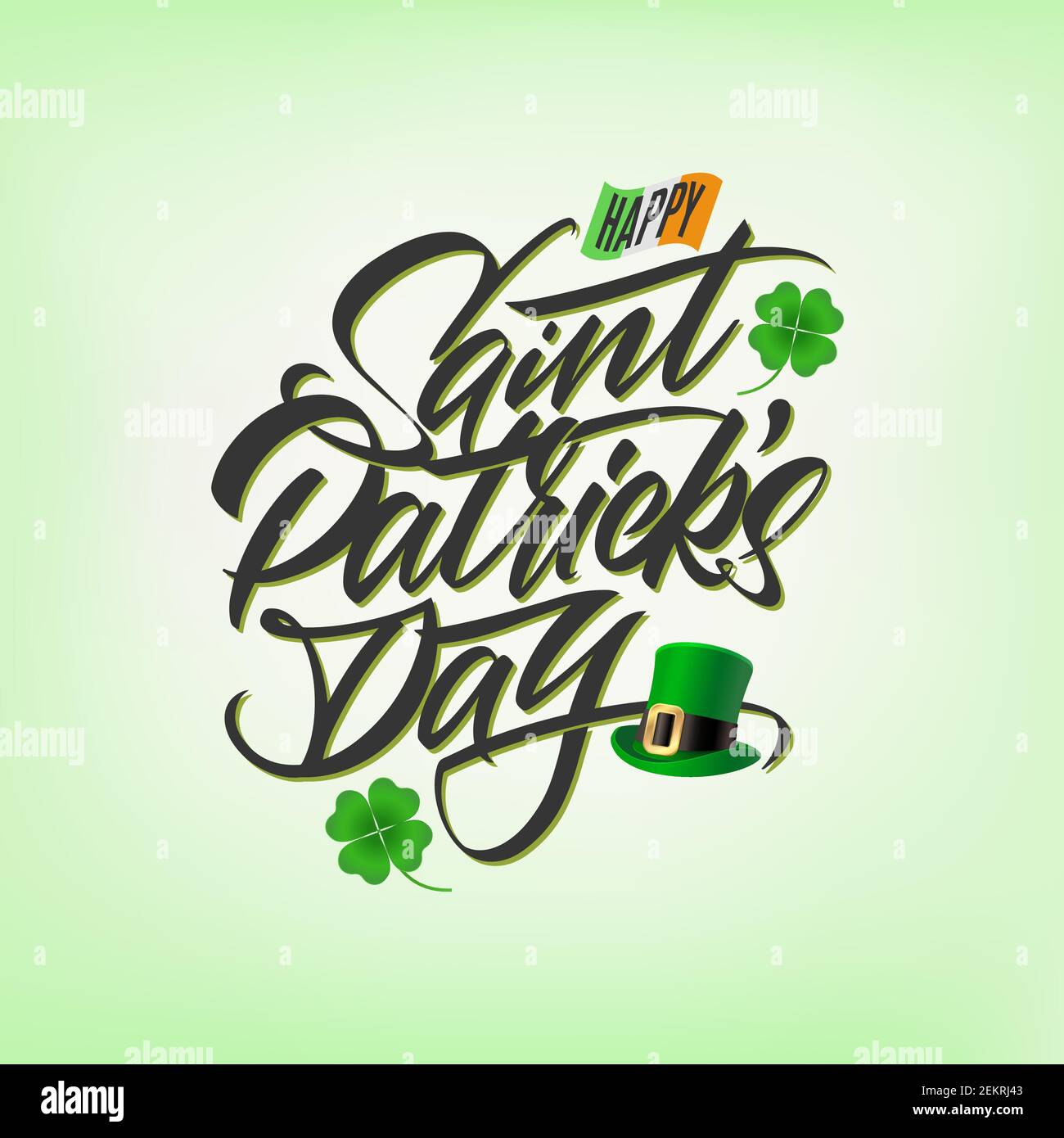 Typographic style poster for St. Patrick's Day with message Happy St ...