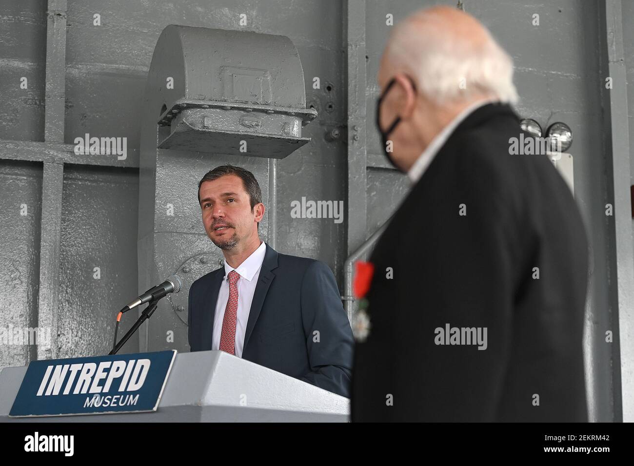 New York’s French Consul General Mr. Jérémie Robert (l) speaks after ...