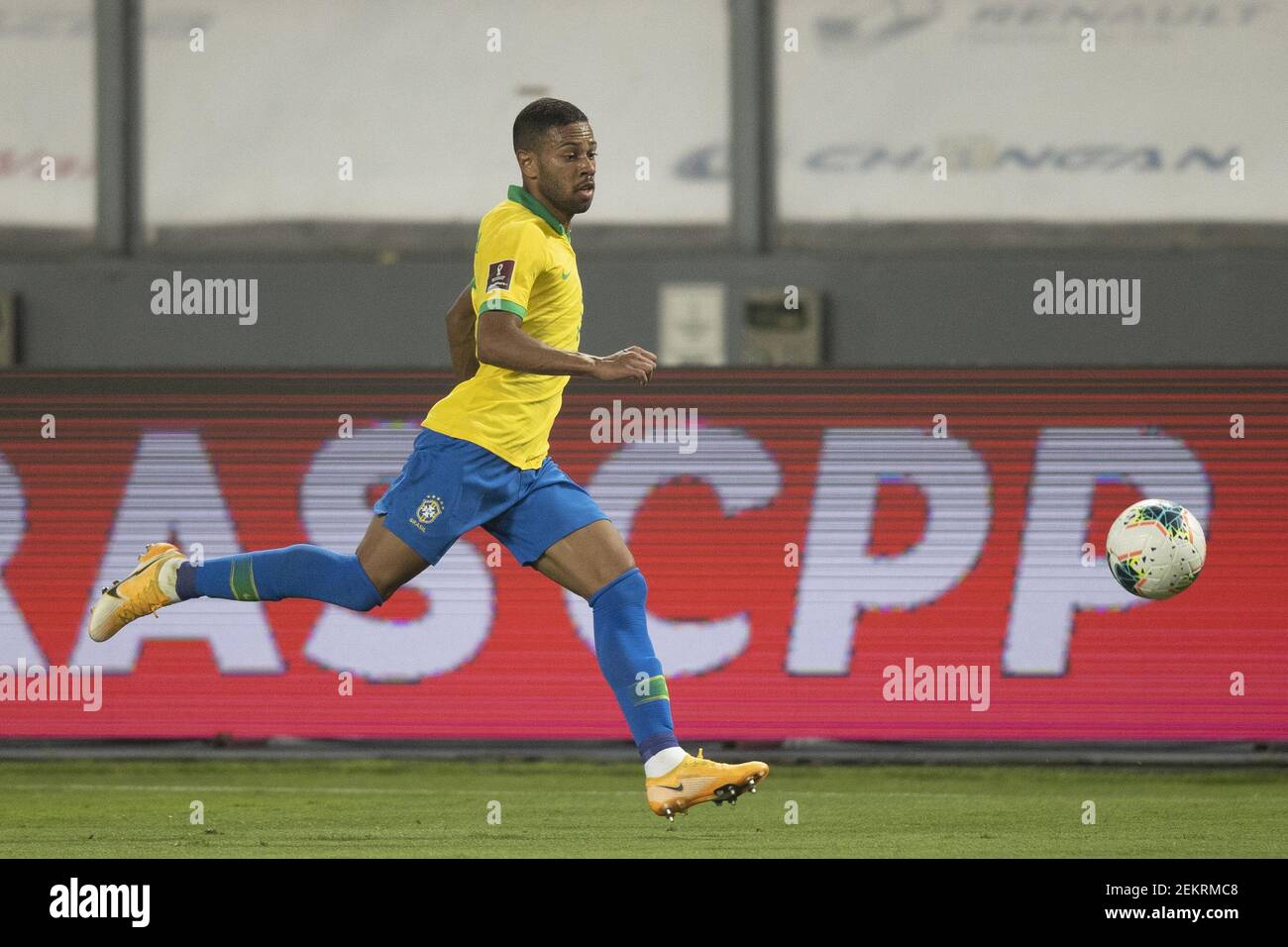 Qatar 2022 qualifiers; Peru versus Brazil; Renan Lodi of Brazil ... Qatar 2022 qualifiers; Peru versus Brazil; Renan Lodi of Brazil ...