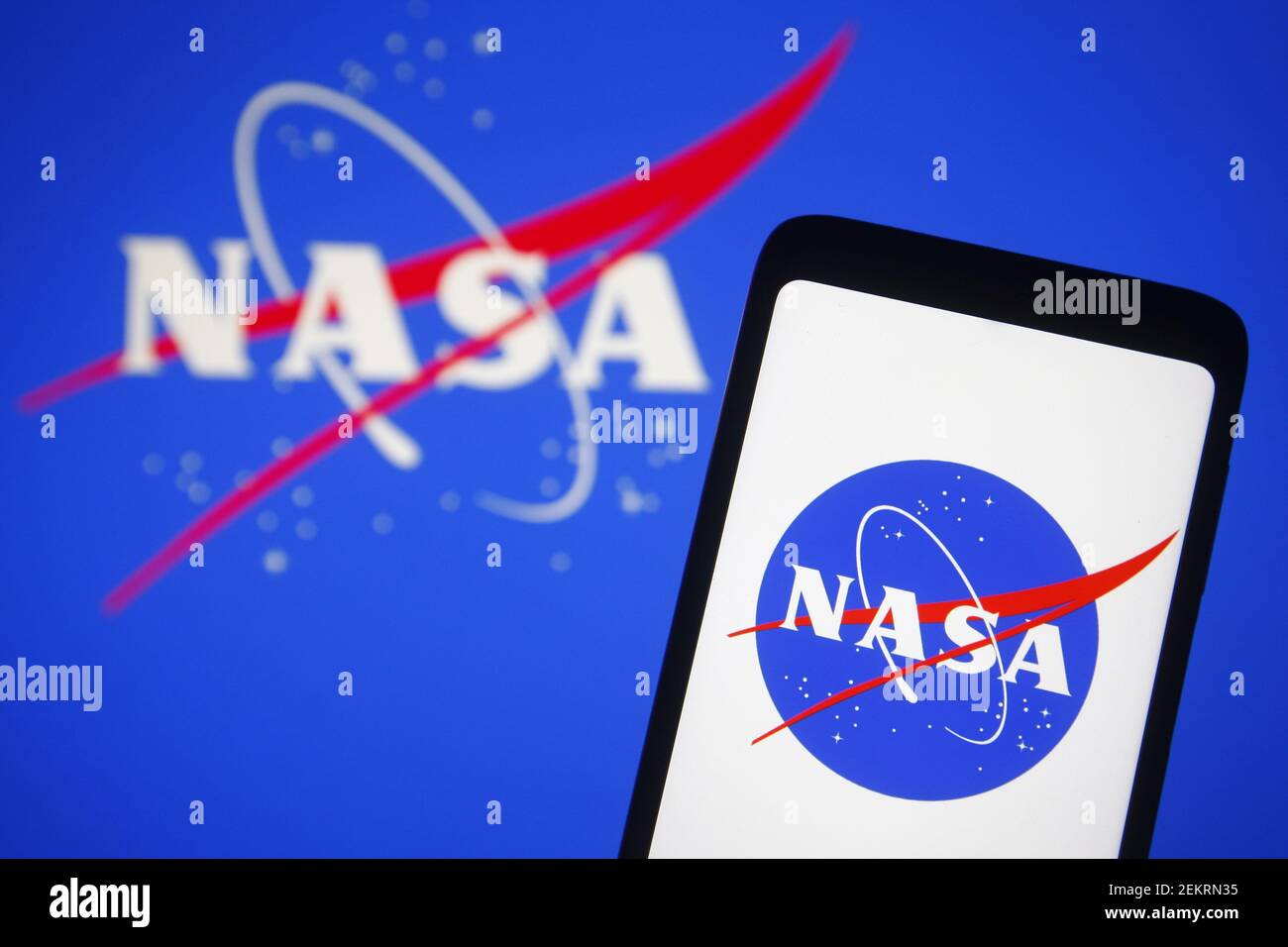 In this photo illustration, NASA logo is seen displayed on a smartphone ...