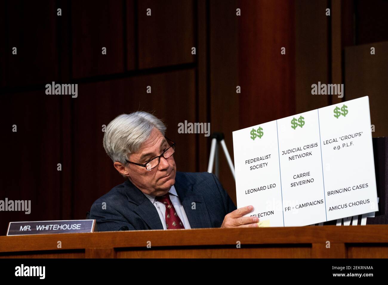 Senator Sheldon Whitehouse (D-RI) speaks during his time for ...