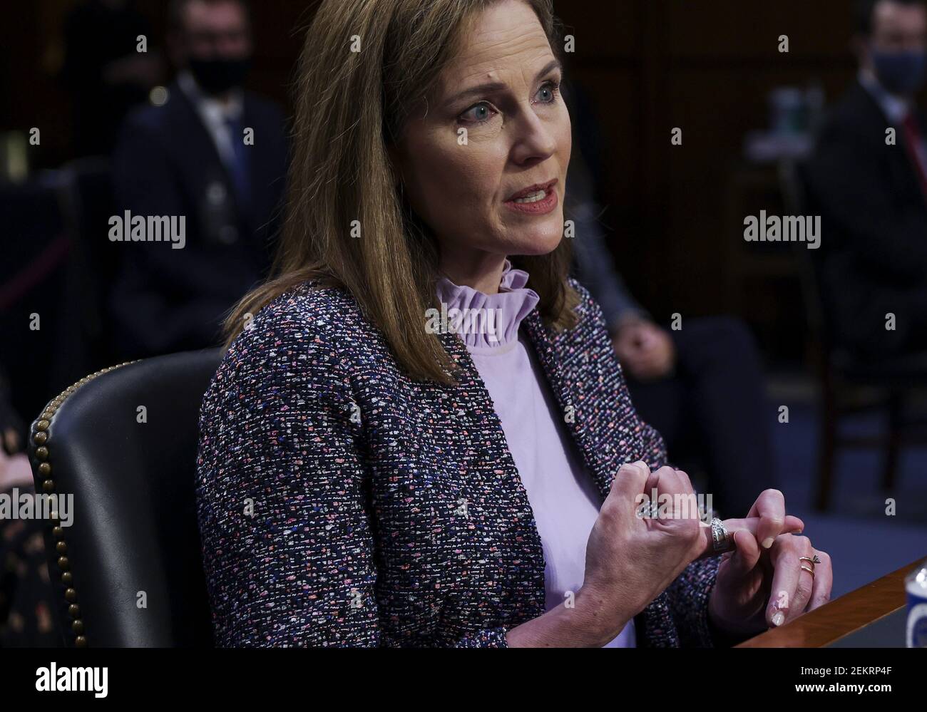 U.S. Supreme Court nominee Judge Amy Coney Barrett testifies on the ...