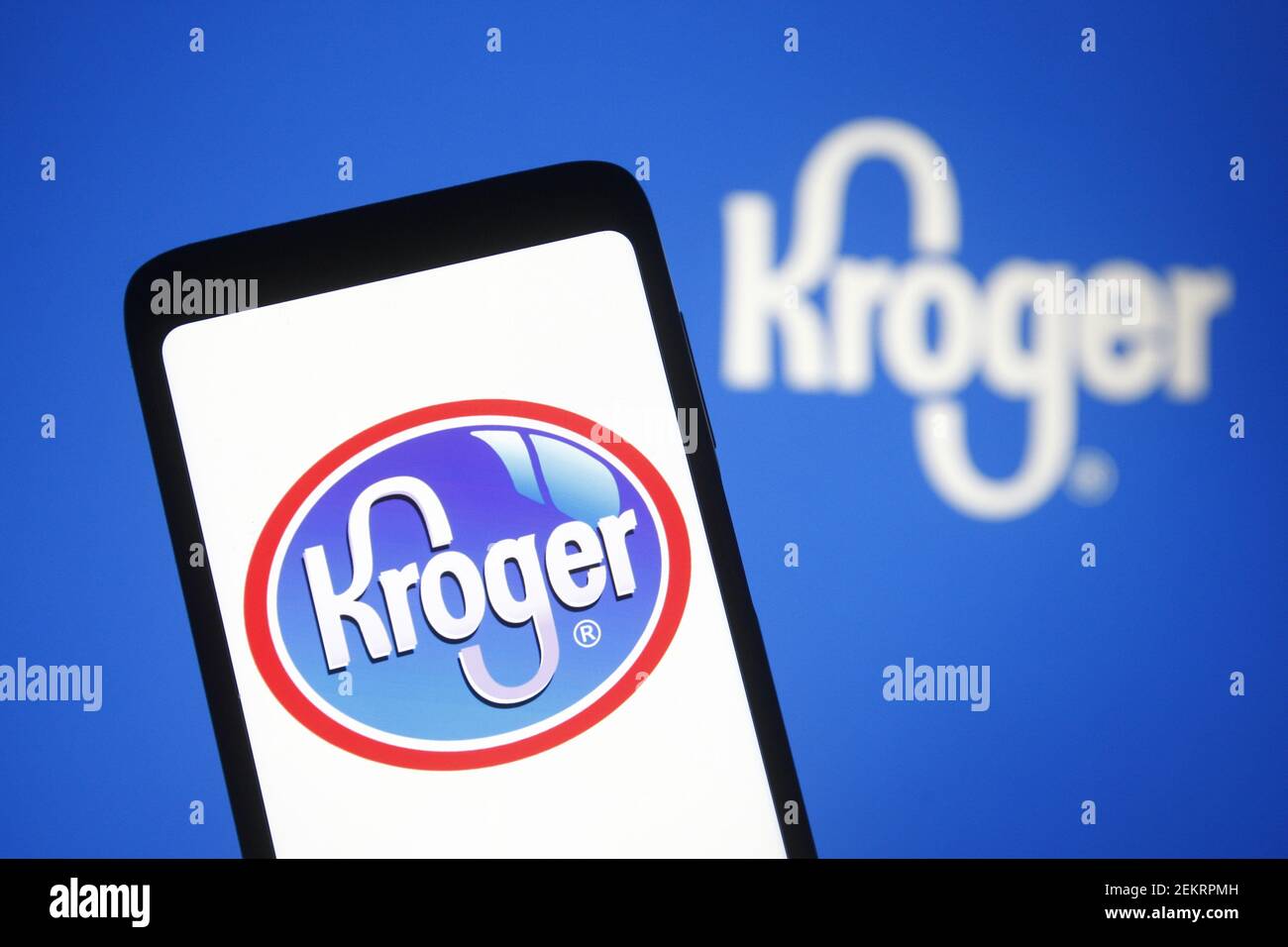 In this photo illustration, Kroger logo of US retail company is seen ...